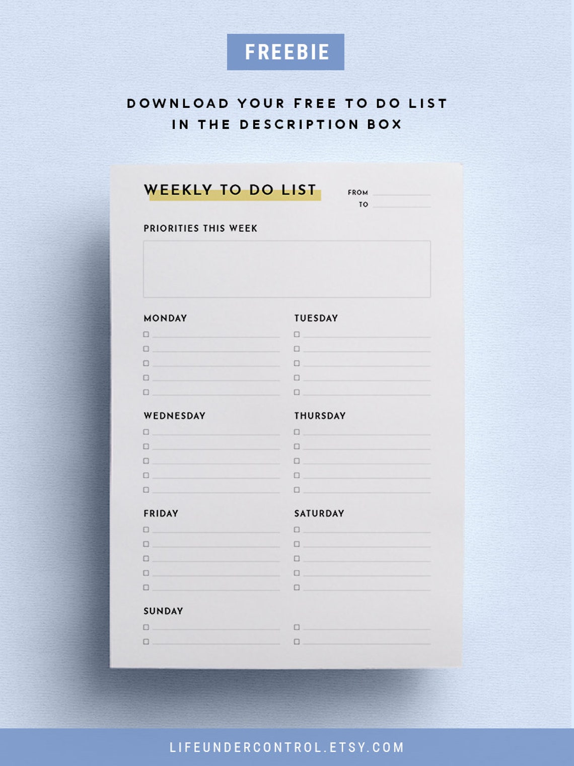 Weekly to Do List Printable PDF Free Weekly Planner - Etsy