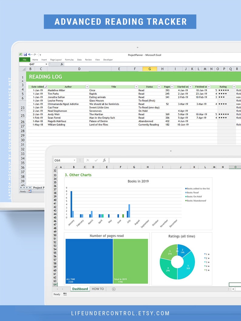 Reading Tracker Spreadsheet for Excel Automated Worksheet With Stats to ...