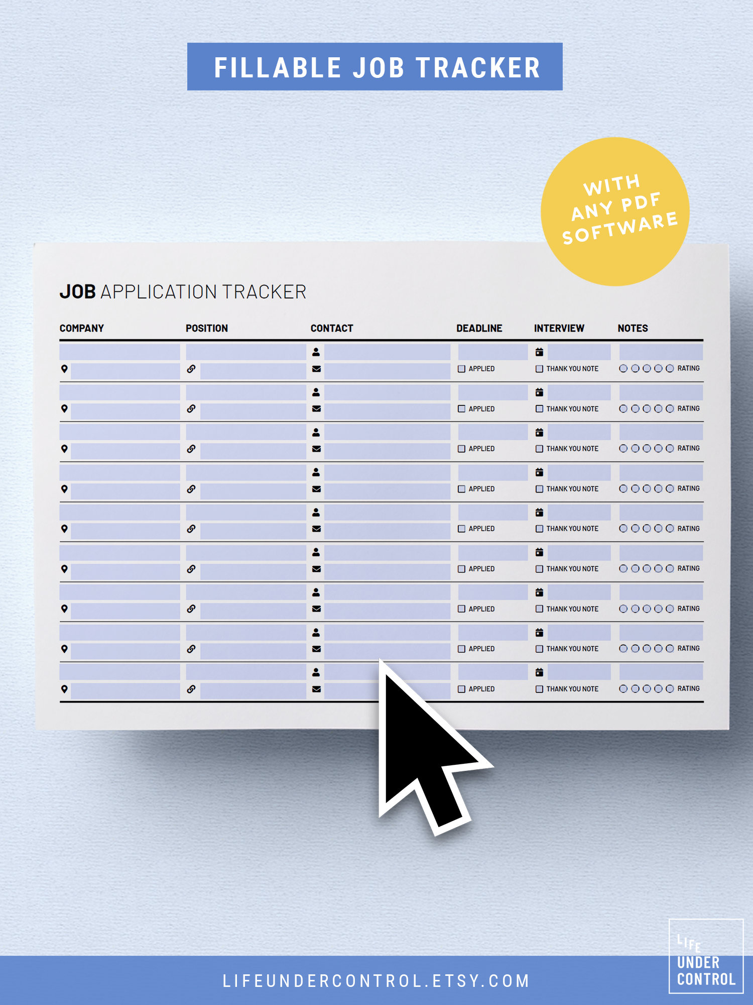 Job Application Tracker Printable A4 & US Letter Digital - Etsy