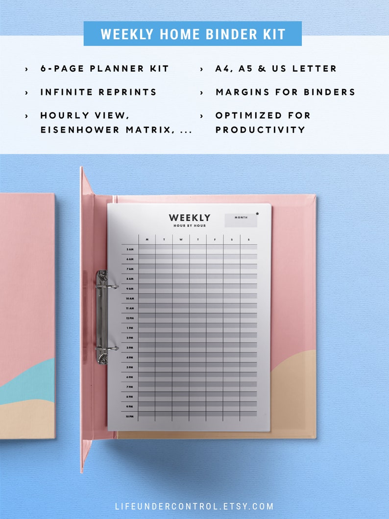 Weekly Home Binder Kit A4, A5, Letter Hole Punch Printables Eisenhower ...