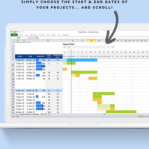 Project Planner Excel Spreadsheet Automated Gantt Chart - Etsy
