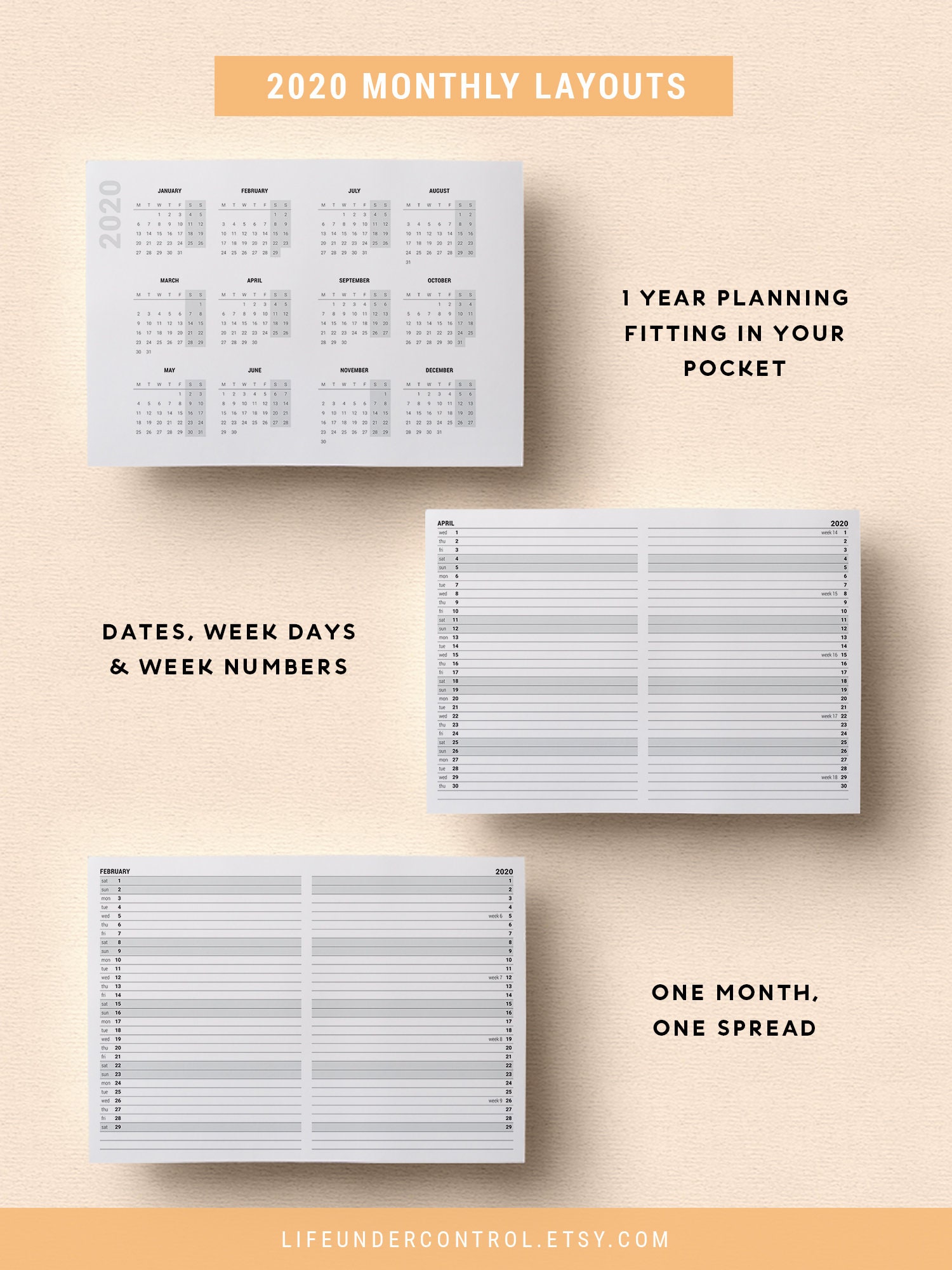 2020 Pocket Planner A6 & Quarter US Letter TN Yearly Planner, A6 Pocket ...