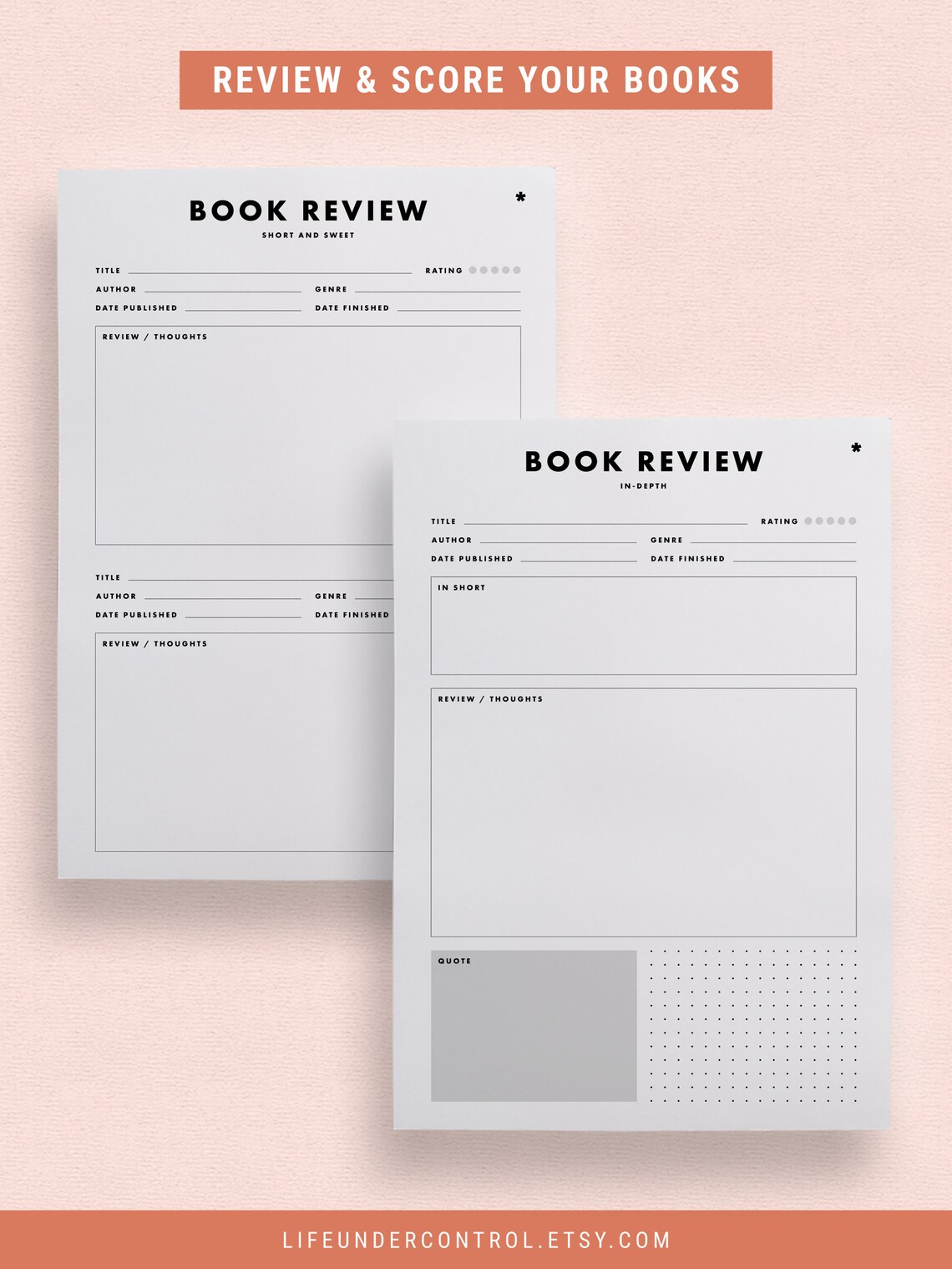 Reading Reviews, Tracker & More Ultimate Bundle for A4, A5, Letter ...