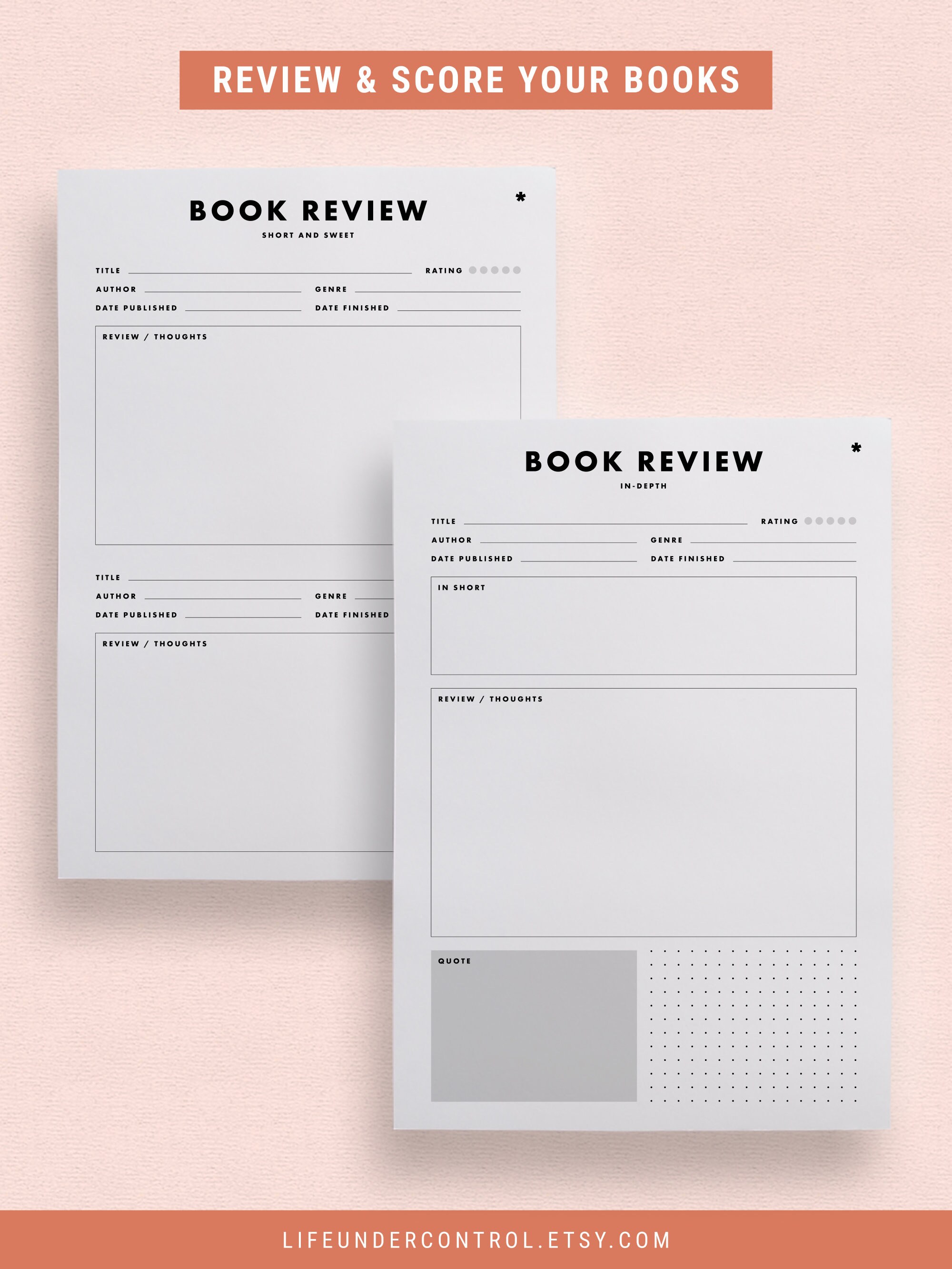 Reading Reviews, Tracker & More Ultimate Bundle for A4, A5, Letter ...