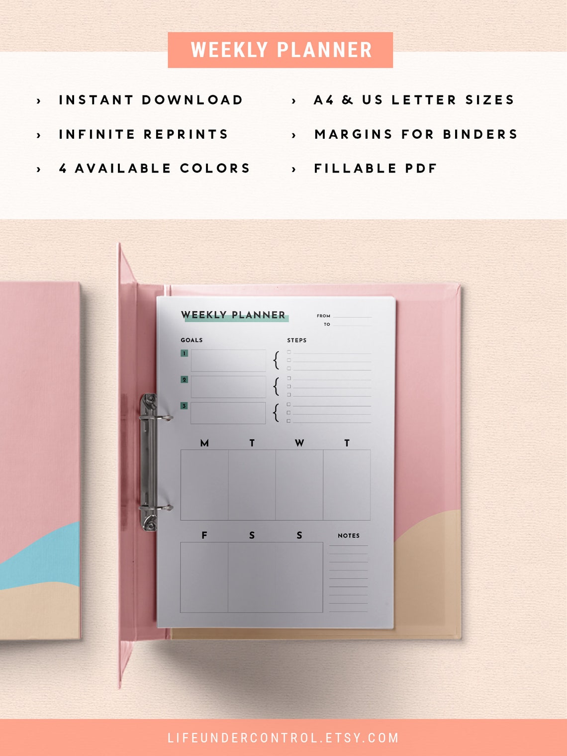 Weekly Planner Binder Printables A4 & US Letter Digital - Etsy
