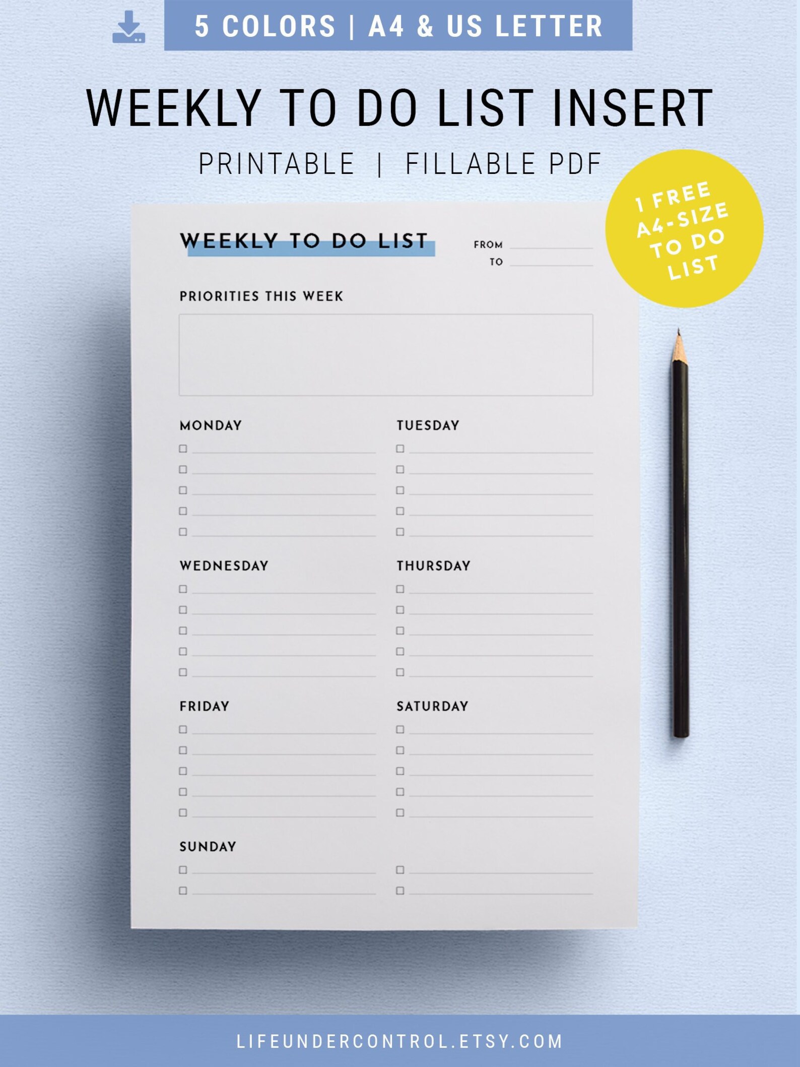 Weekly to Do List Printable PDF Free Weekly Planner - Etsy