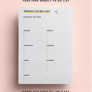 Daily Schedule To-do List Insert Free Weekly Planner A4 & US Letter ...