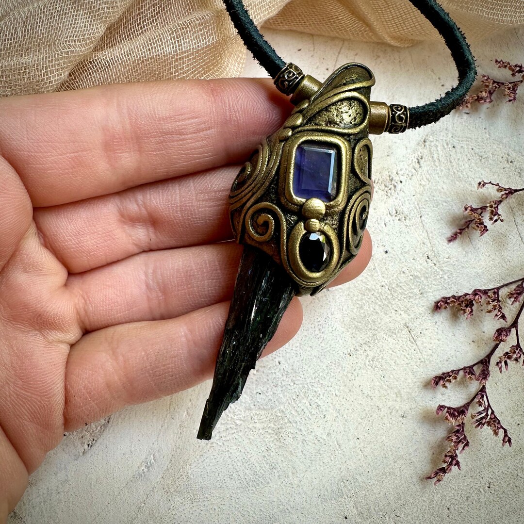 Vivianite Iolite and Blue Sapphire Pendant Necklace - Etsy Ireland