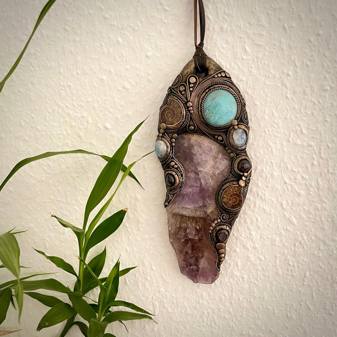 Super Seven Wall Hanging Hemimorphite Moonstone Ammonite Red - Etsy