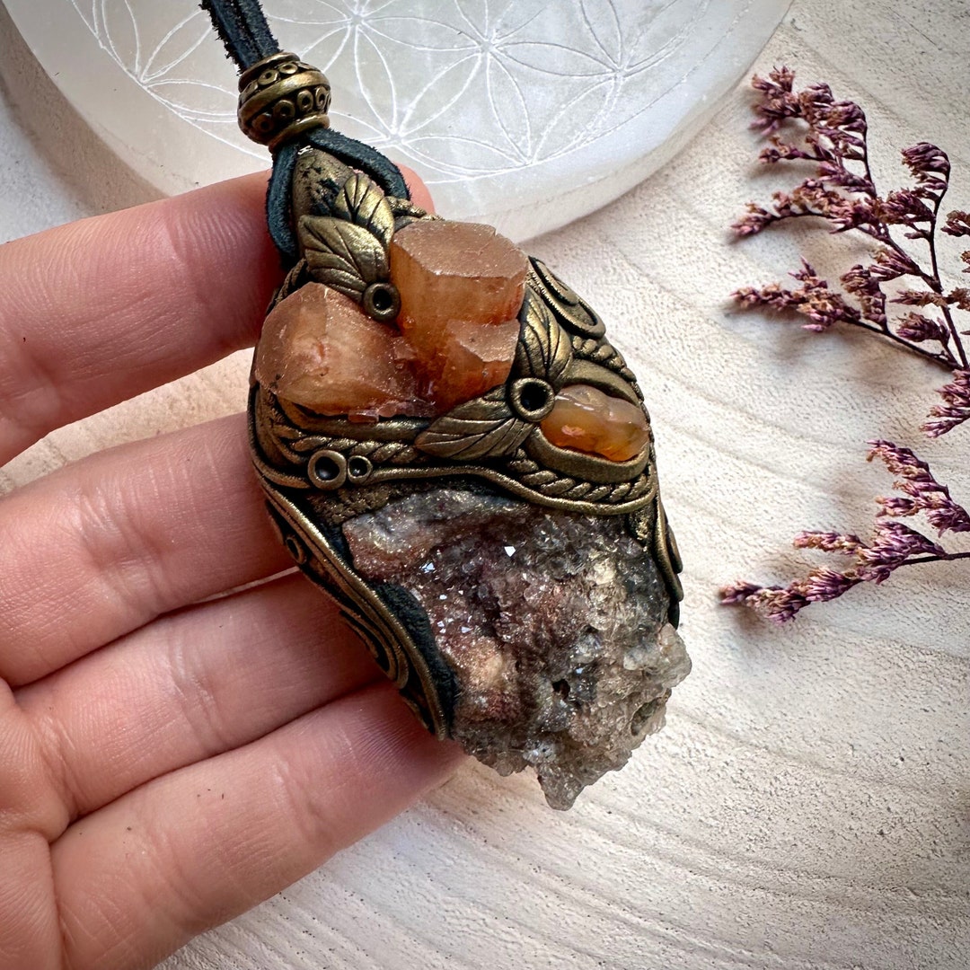 Chalcedony Rose With Aragonite and Mexican Fire Opal Pendant - Etsy