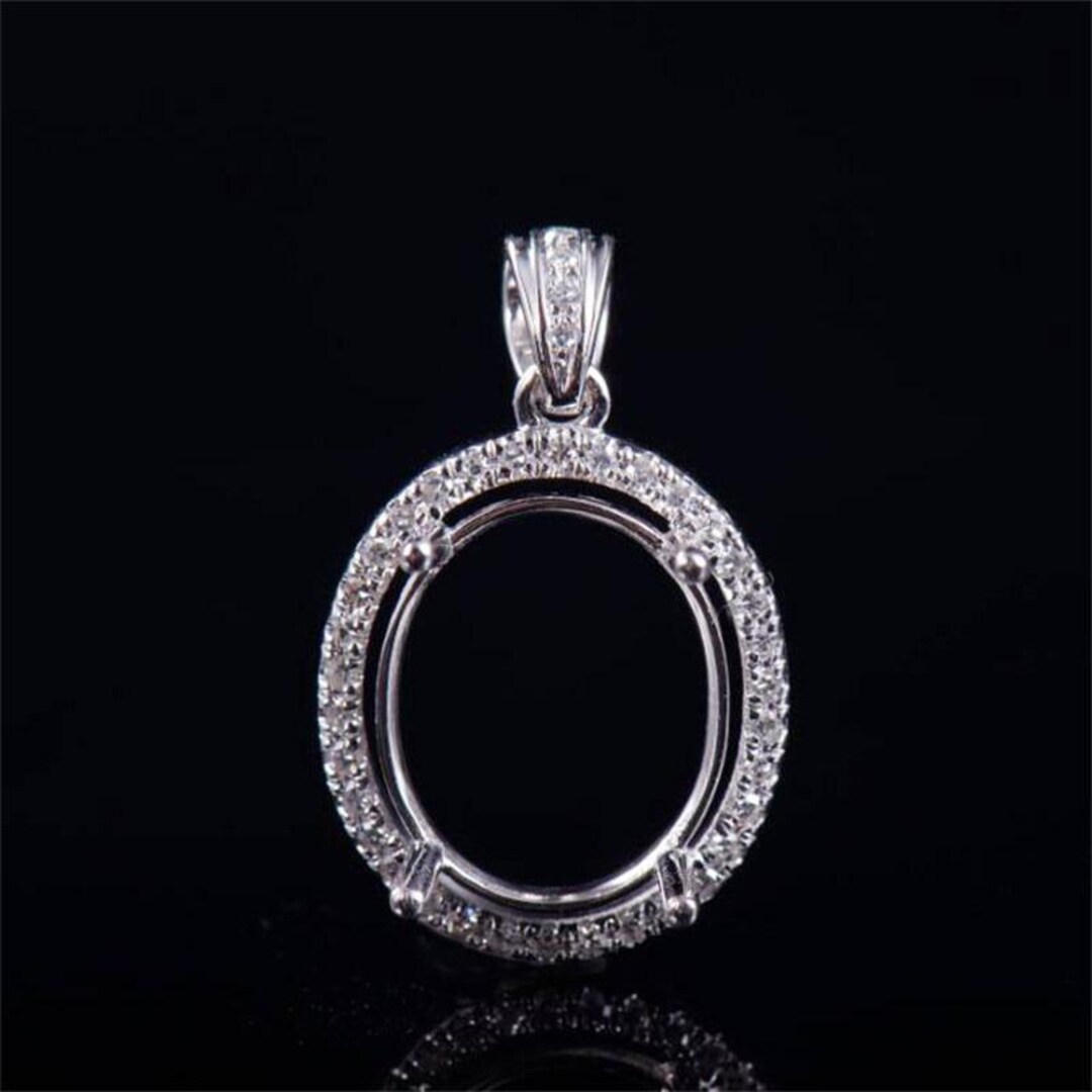 925 Sterling Silver Pretty Lady Halo Pendant Semi Mount Can Fit an ...