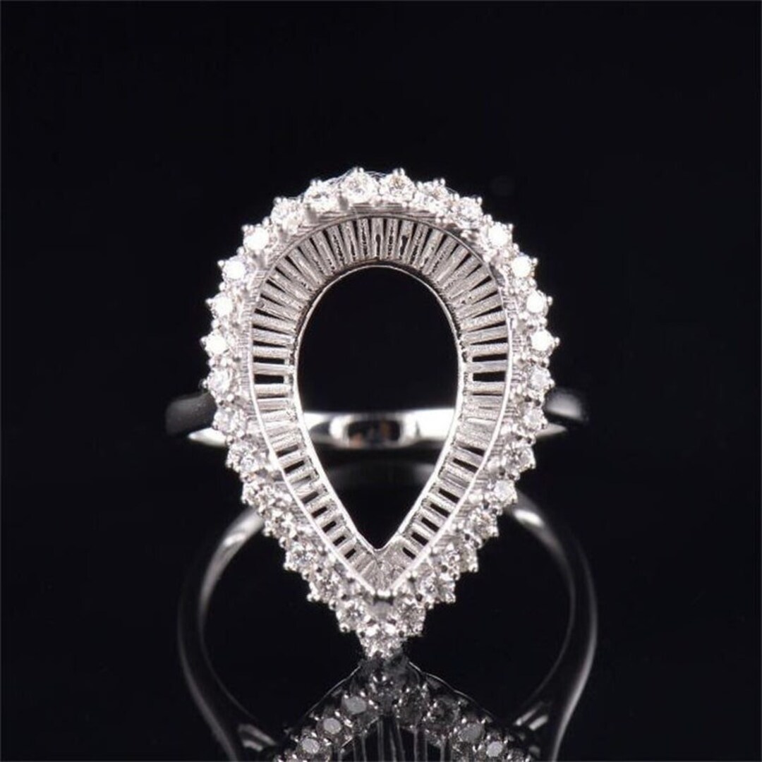 Teardrop Cut Ring, Solitare Semi Mount Ring, 925 Sterling Silver Ring ...