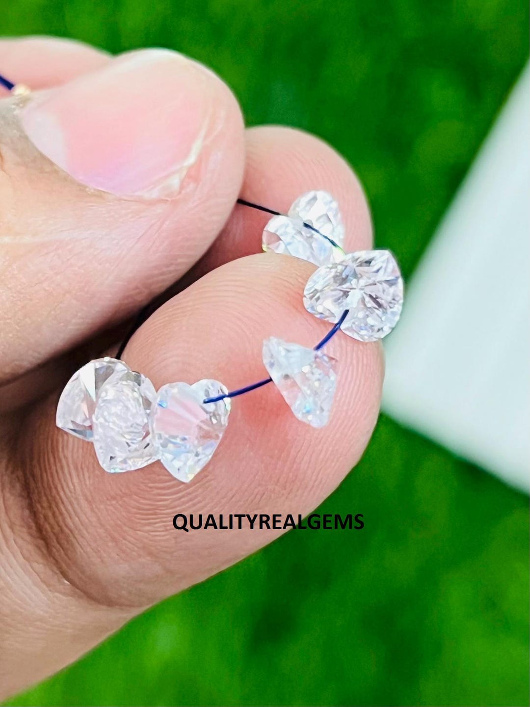 6 Pieces Lab Grown Heart Shape Brilliant Cut Diamond Drilled White ...