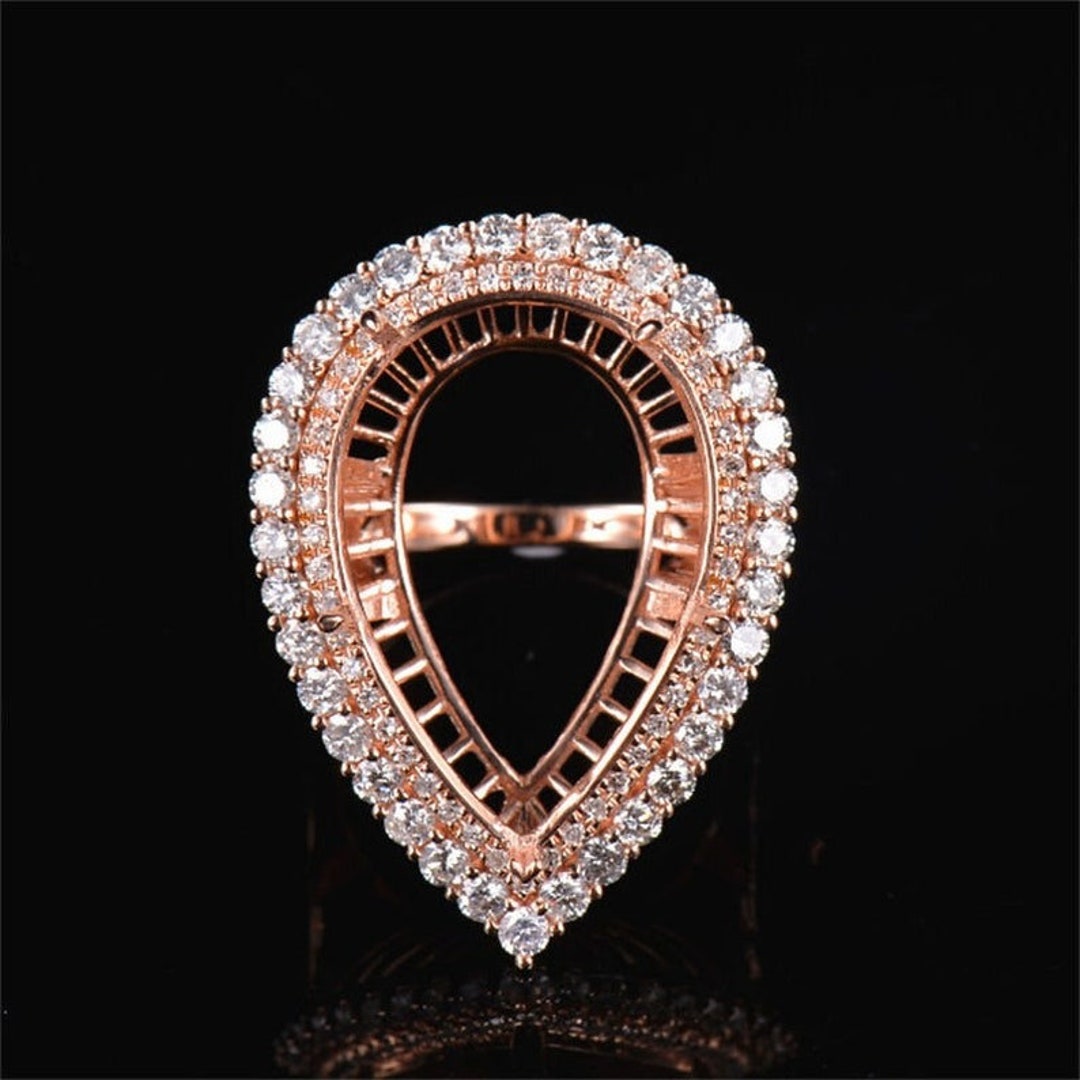 Beautiful Big Pear Cut Solitare Semi Mount Ring, 925 Sterling Silver ...