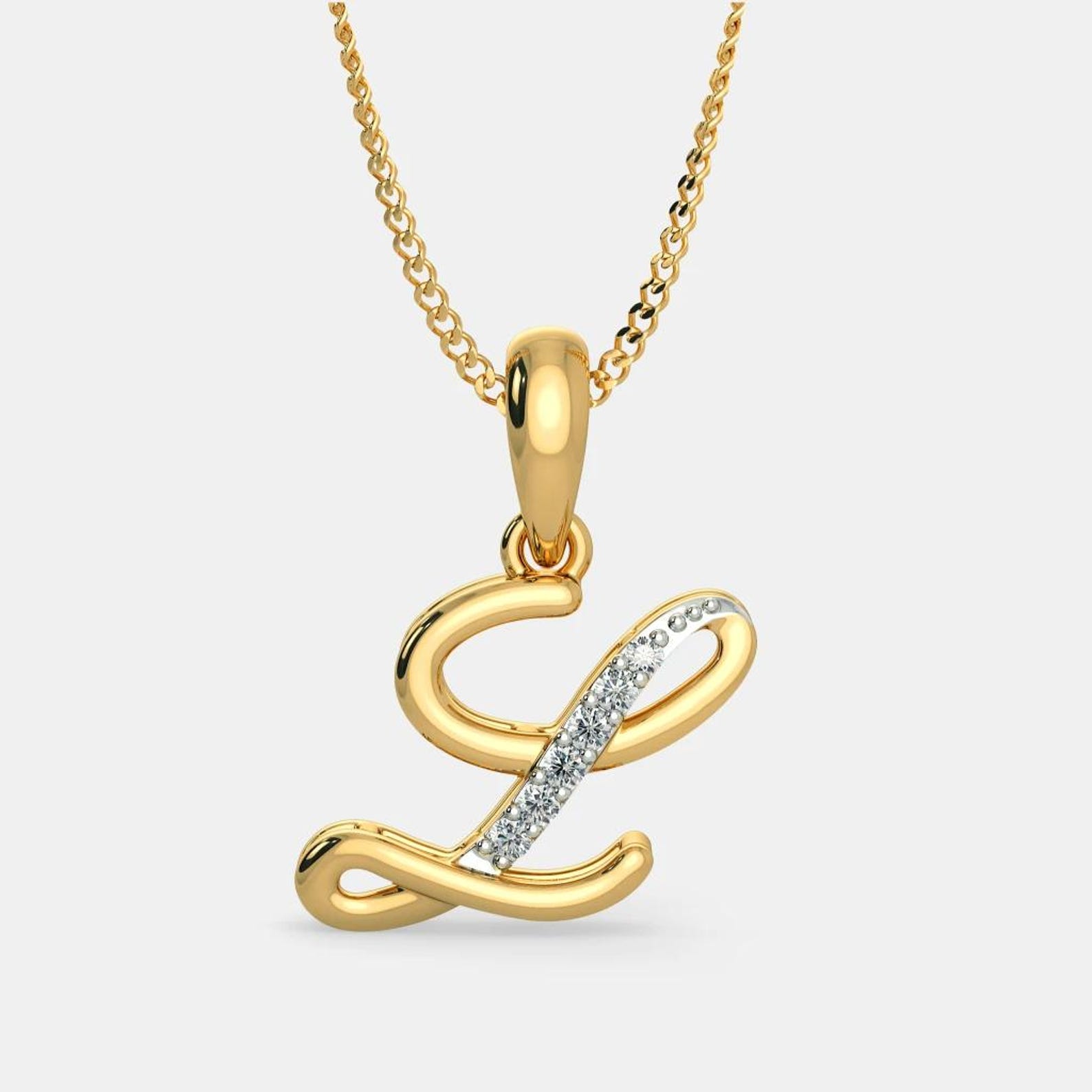 925 Sterling Silver the Liham "l" Letter Pendant, Zircon Studded L ...