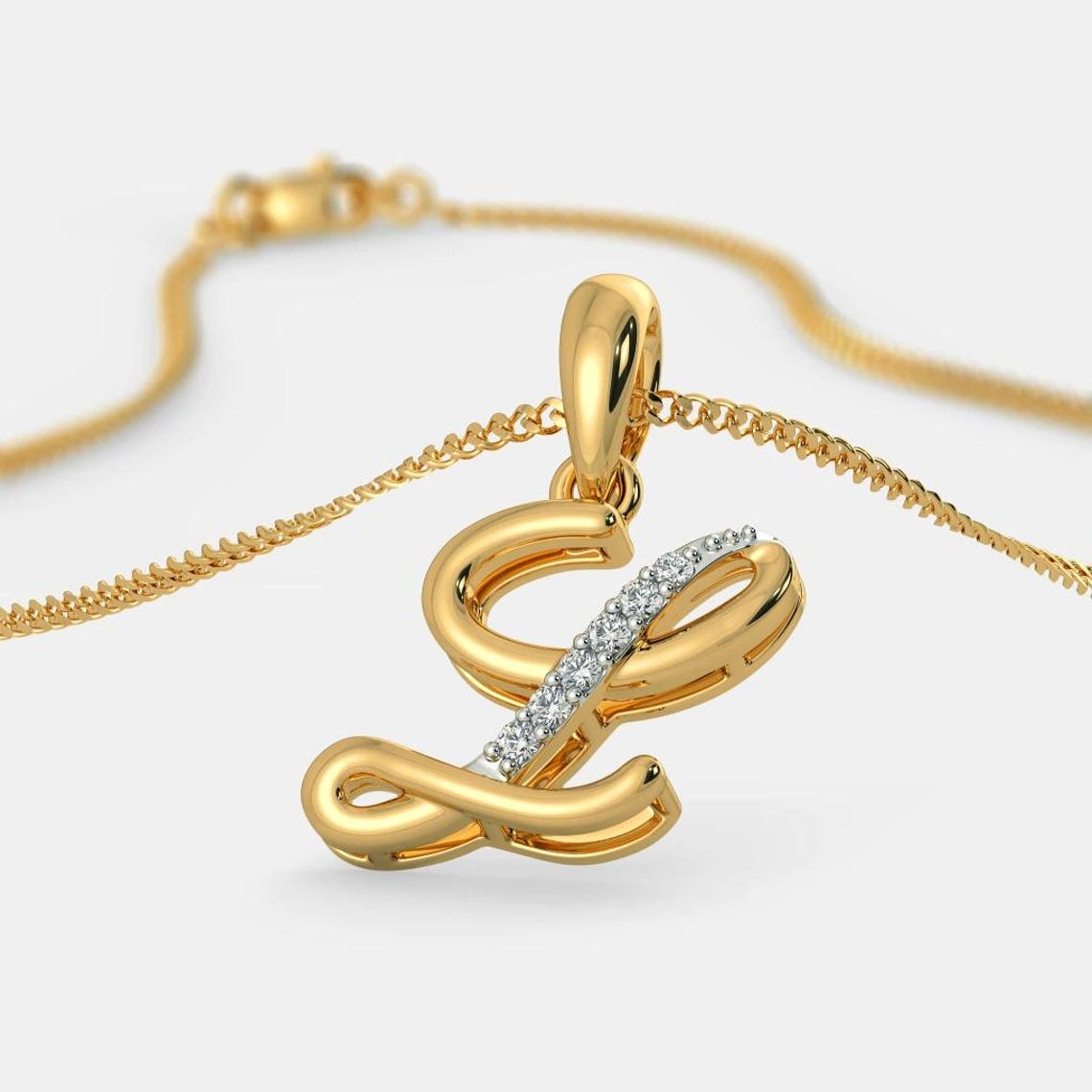 925 Sterling Silver the Liham "l" Letter Pendant, Zircon Studded L ...