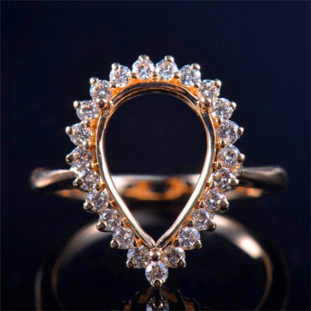 This Stunning Nice Sparkling Ring Setting Can Fit a 13x9mm Pear Center ...