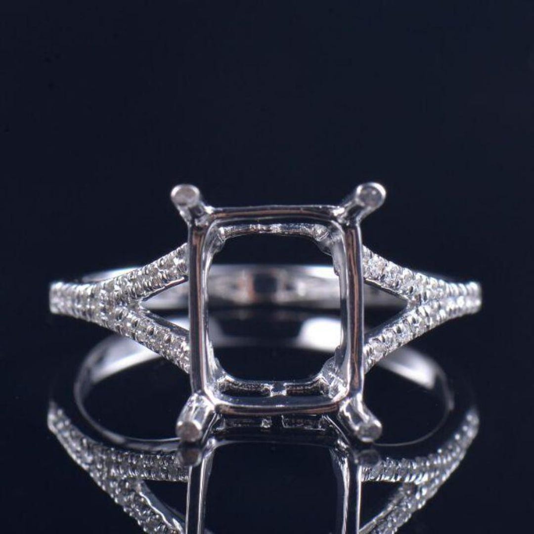 This Classic Split Shank Emerald Cut Ring Setting Can Fit an 10x8mm ...