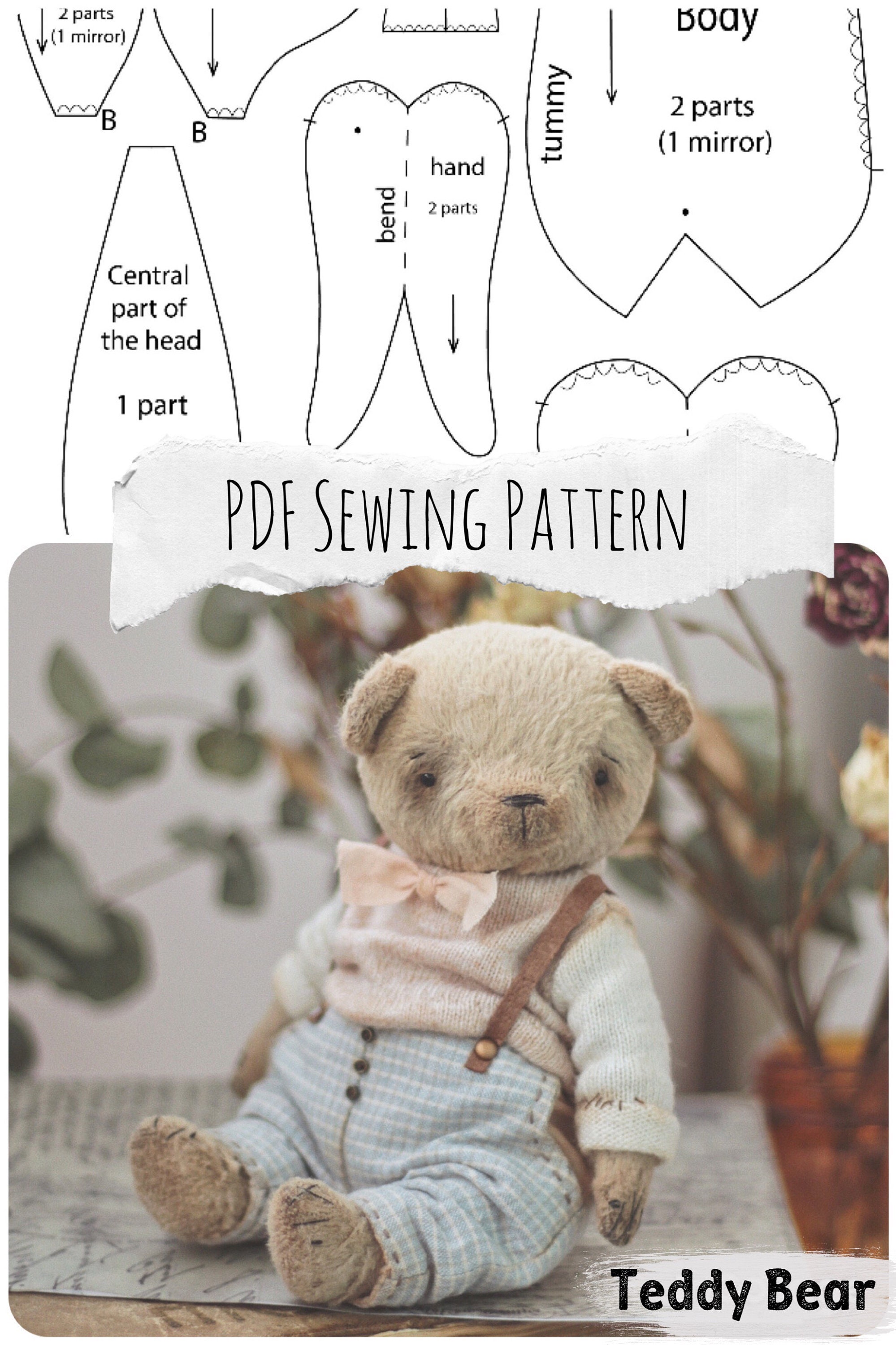 Bear Sewing Pattern Stuffed Animal Pattern PDF Bear Pattern | Etsy
