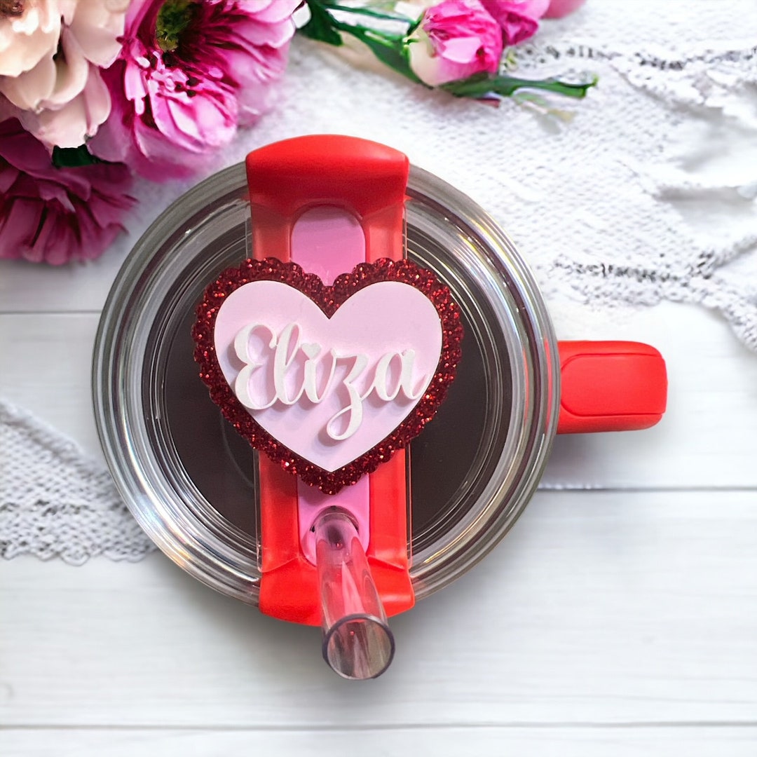 Pink Name Tumbler Topper Valentines Tumbler Topper Heart Name Plate ...