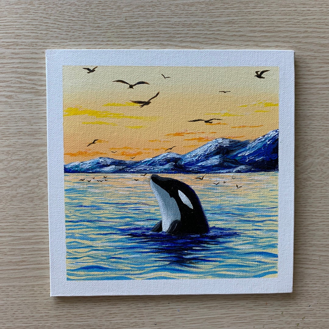 Dolphins Sunset Painting