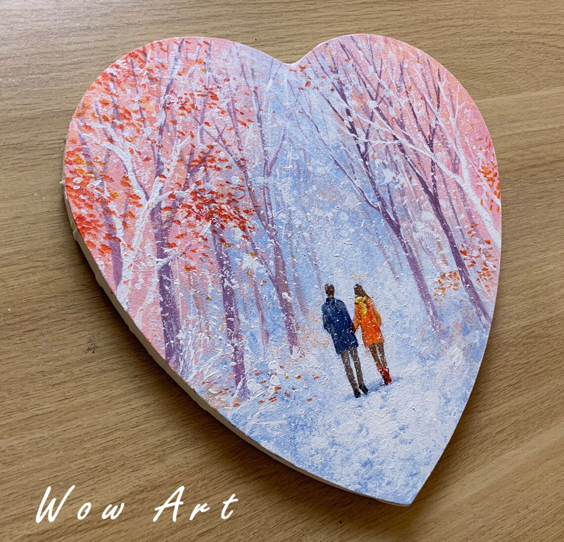 How to Draw Couple Walking in Snow / Acrylic Painting #363 - Etsy