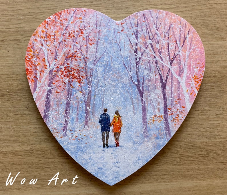 How to Draw Couple Walking in Snow / Acrylic Painting #363 - Etsy