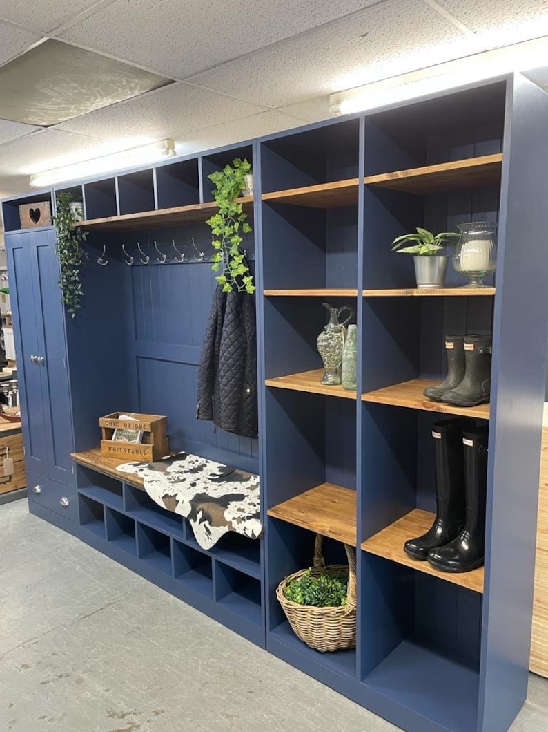 Boot Room Farrow & Ball Stiffkey Blue Flexible Cupboard,storage Shelves ...