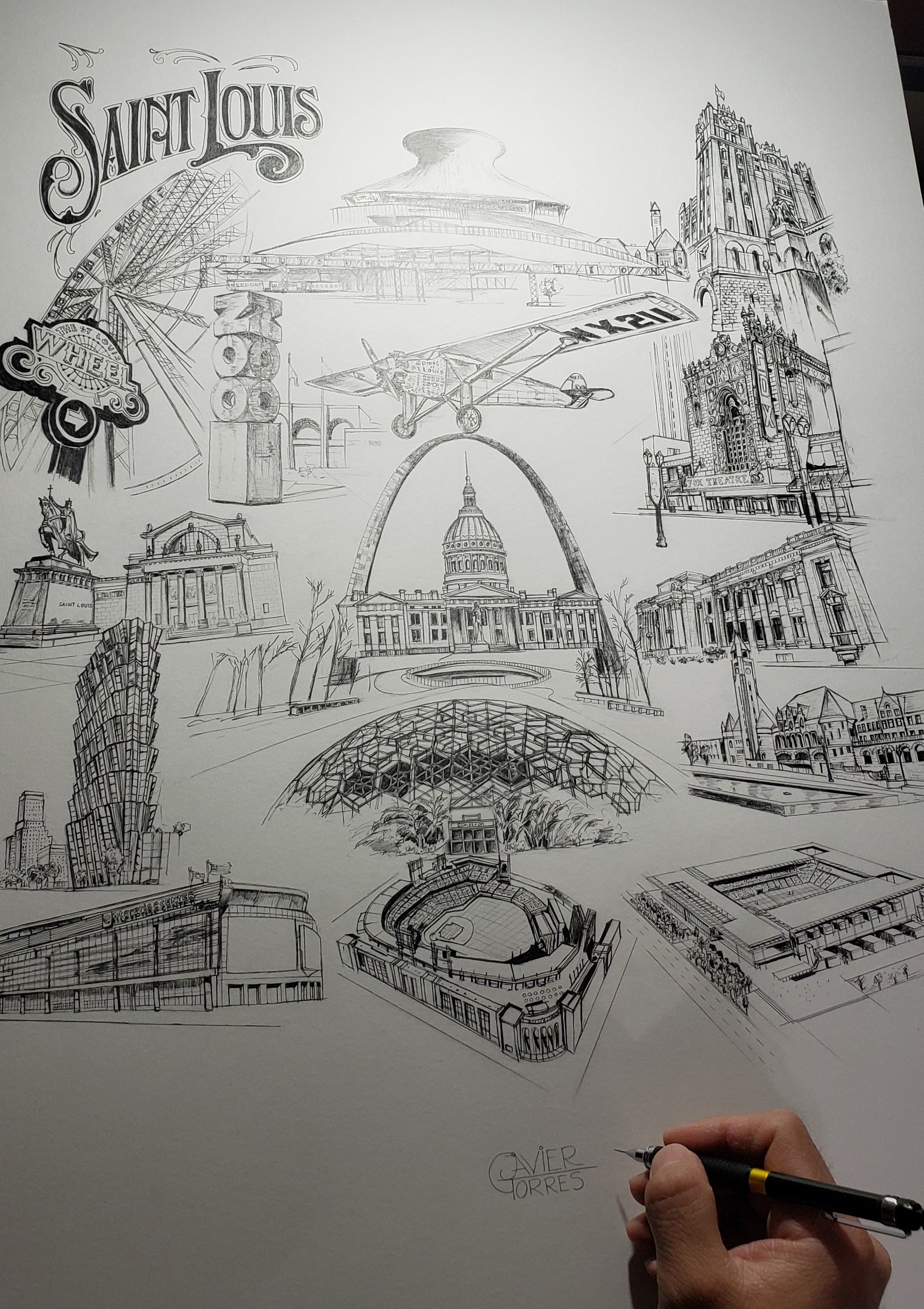 Saint Louis Architecture - Hand Drawing Print - Etsy