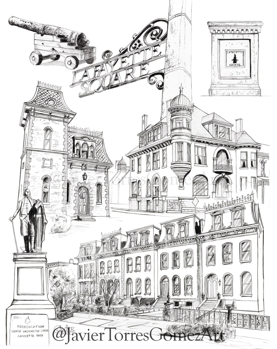 Lafayette Square - Print of Original Hand Drawing - Etsy