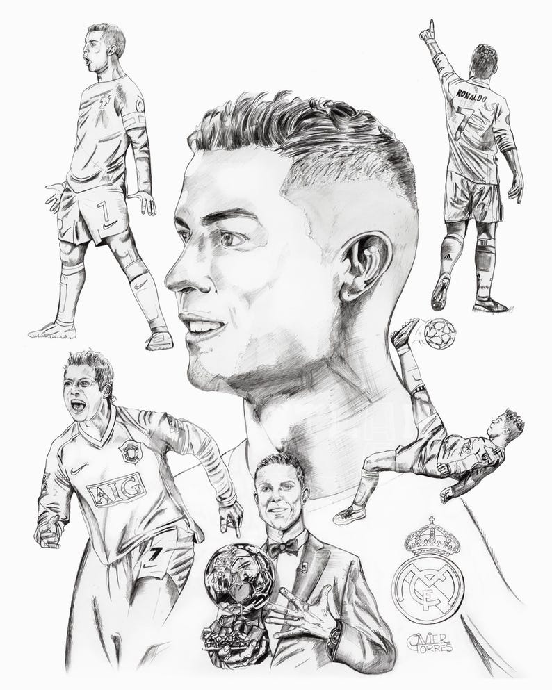 Cristiano Ronaldo | Hand Drawing Print - Etsy