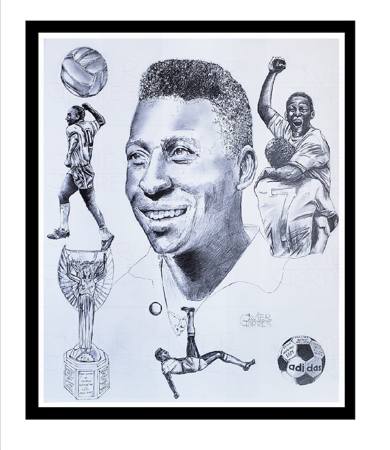 Pelé - Brazil Soccer | Hand Drawing Print - Etsy