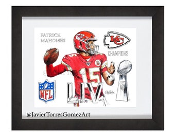 Patrick Mahomes Colored Pencil Drawing Print Numbered to 300 - Etsy