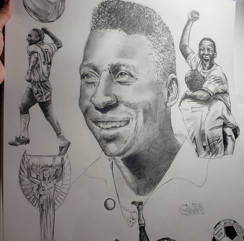 Pelé - Brazil Soccer | Hand Drawing Print - Etsy