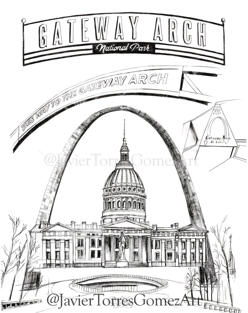 Gateway Arch - Print of Original Hand Drawing - Etsy