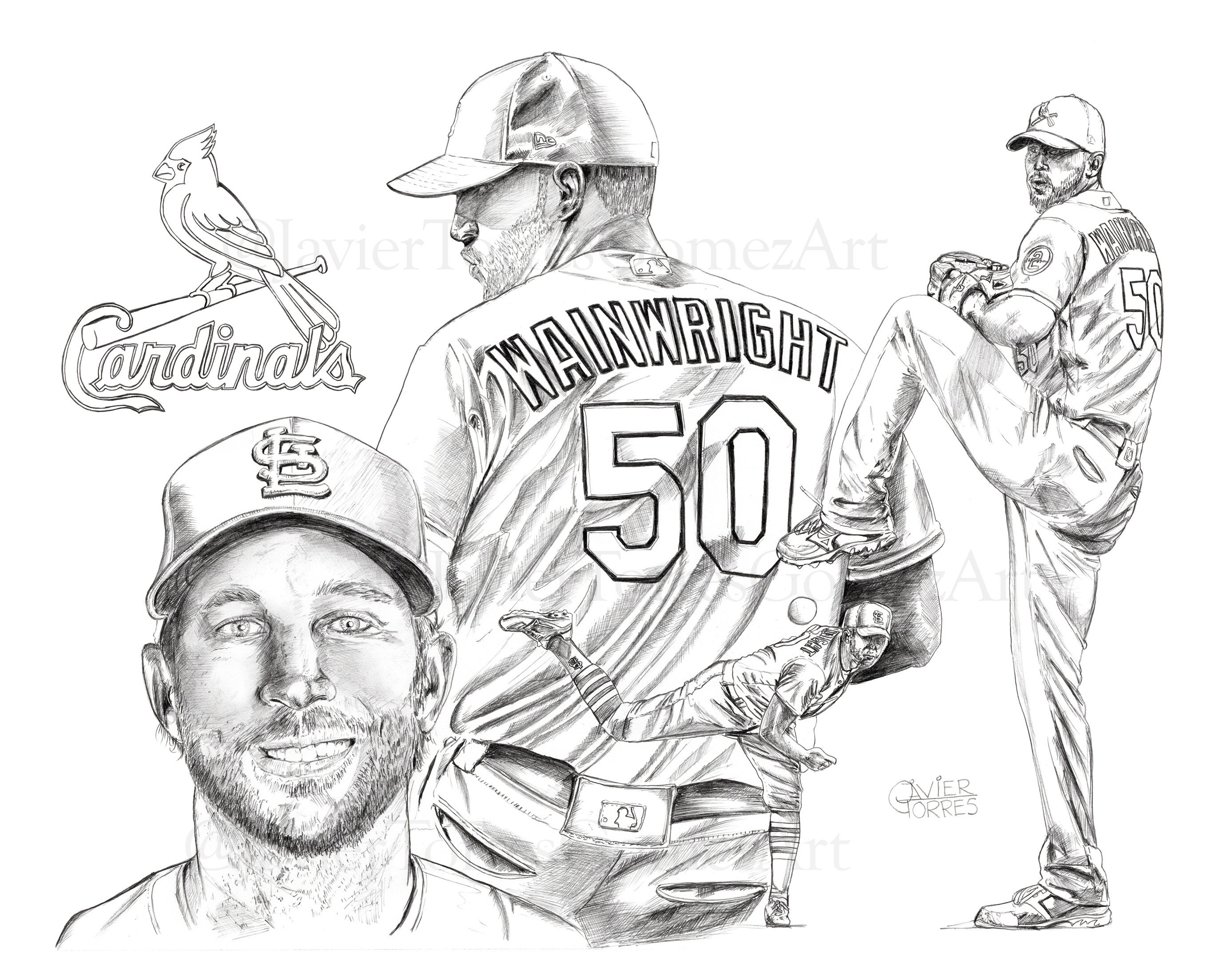 Adam Wainwright Hand Drawing Print - Etsy
