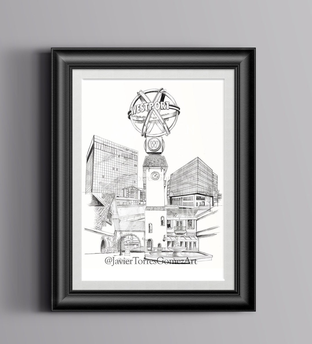 Westport Plaza Print of Original Hand Drawing - Etsy