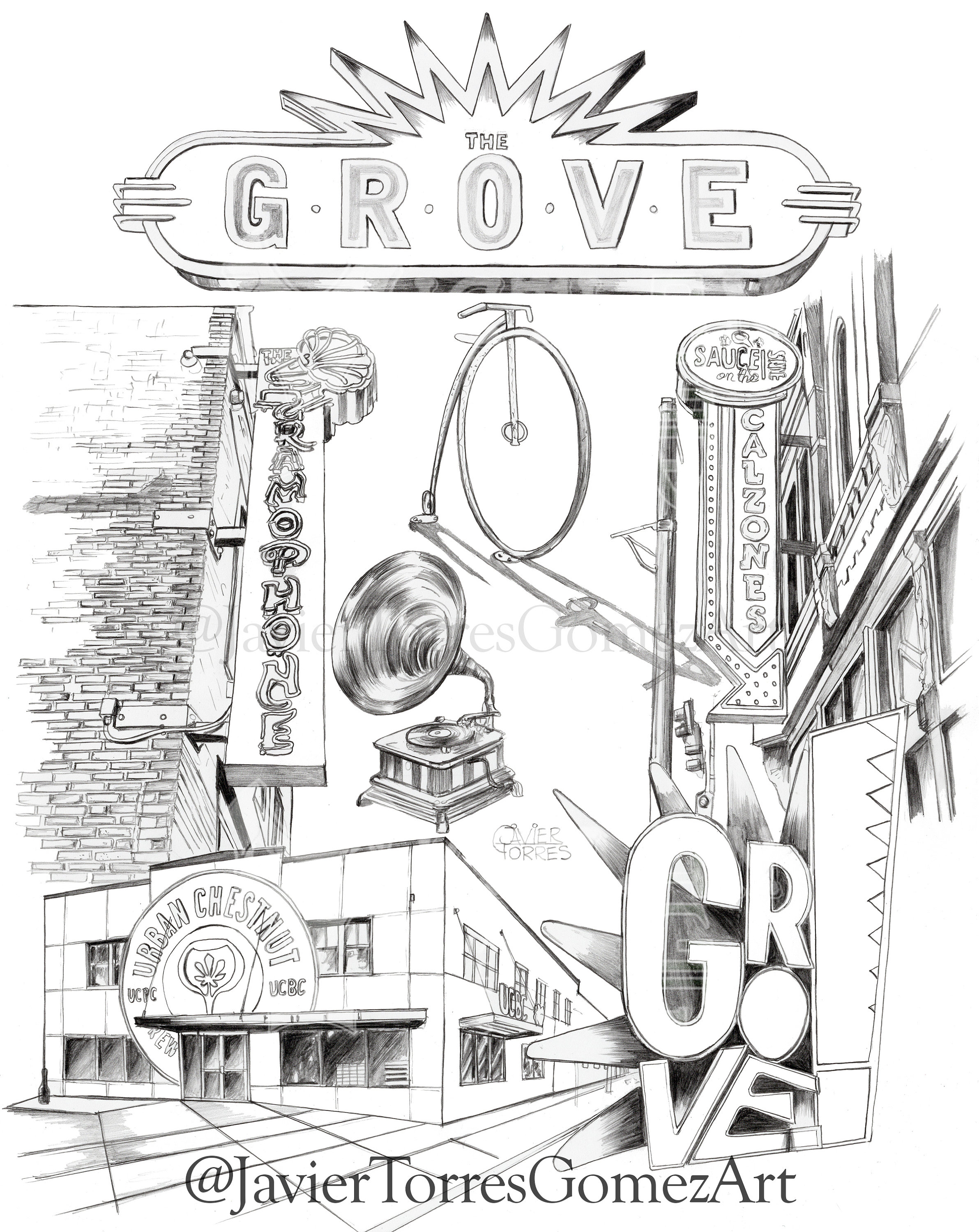 The Grove Print of Original Drawing - Etsy