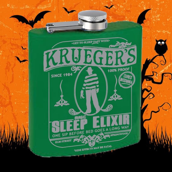 Colored Laser Engraved 6oz Halloween Poison Liquor Flask Spooky Creepy ...