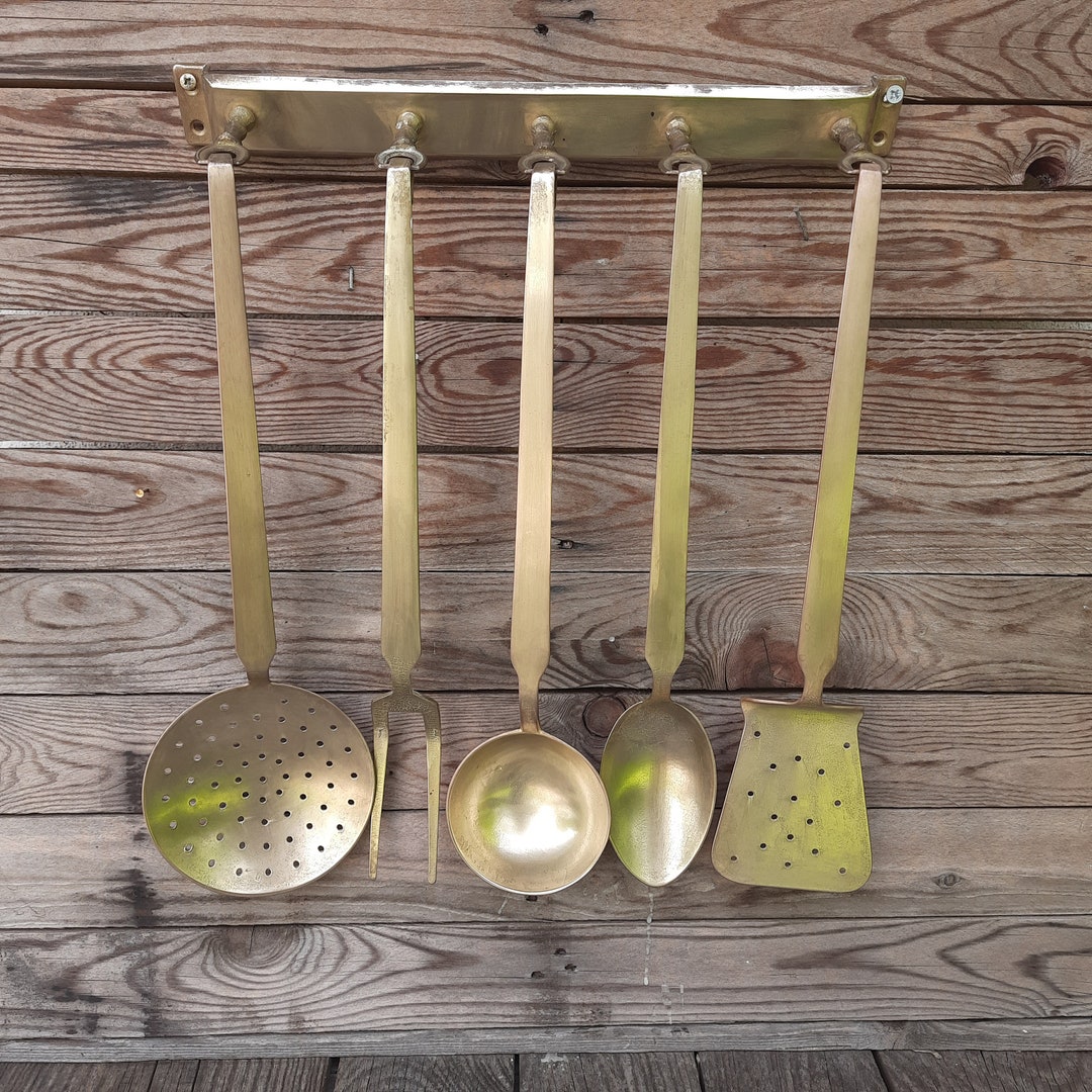 Vintage Brass Kitchen Utensils Set Italy - Etsy