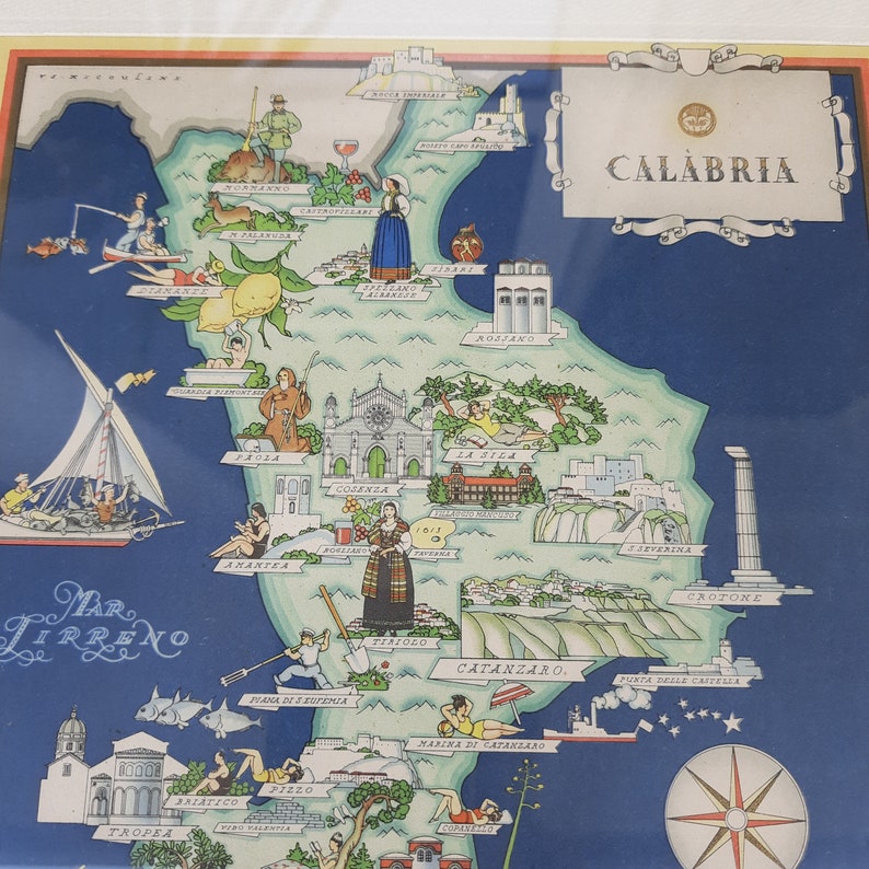 Pictorial Map of Calabria - Etsy
