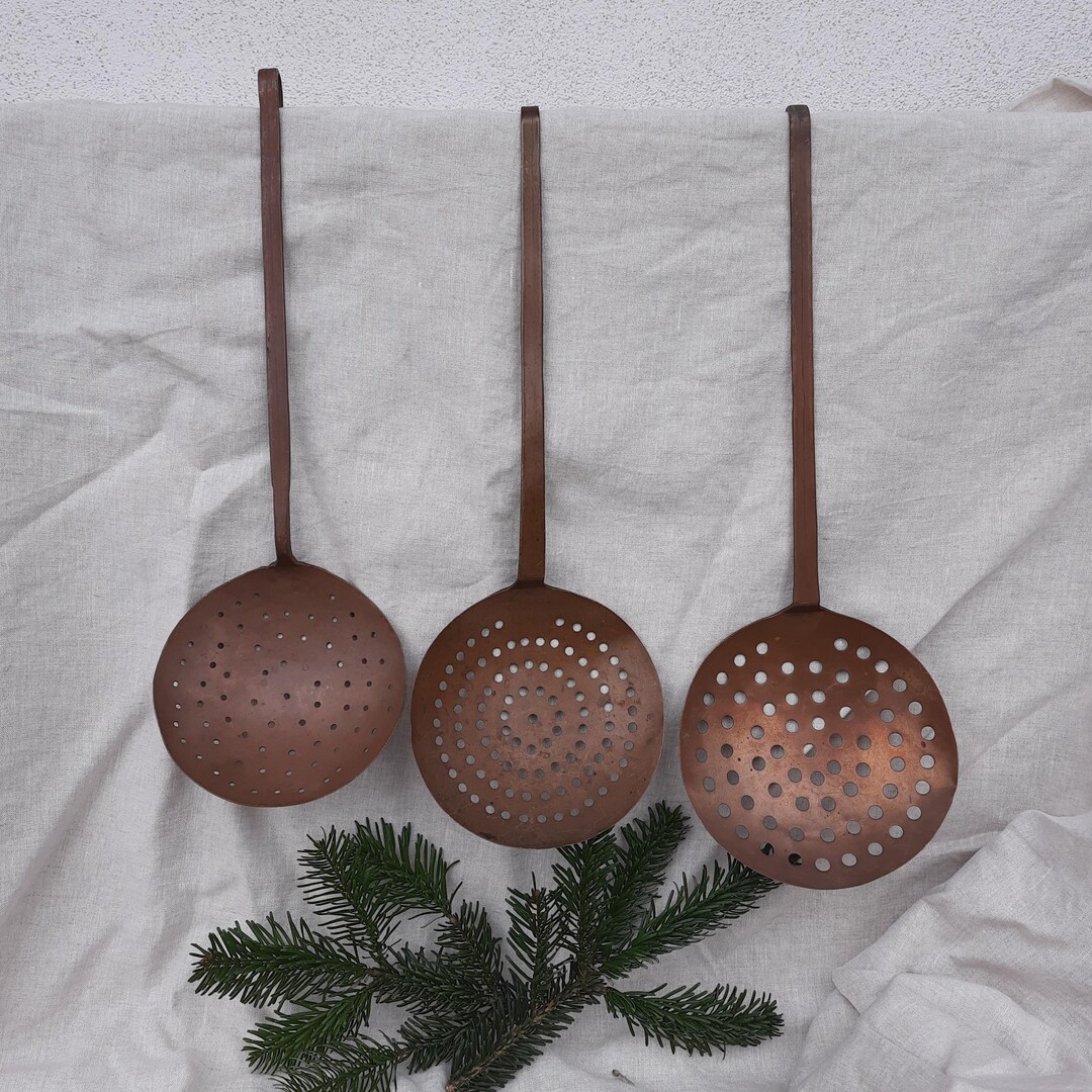 Perforated Ladles Skimmers Antique Copper Italy - Etsy