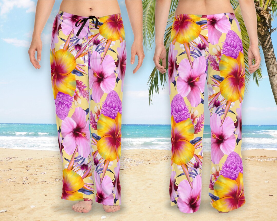 Tropical Beach #3 – Pajama Pants, Beach Pants With Colorful Tropical ...