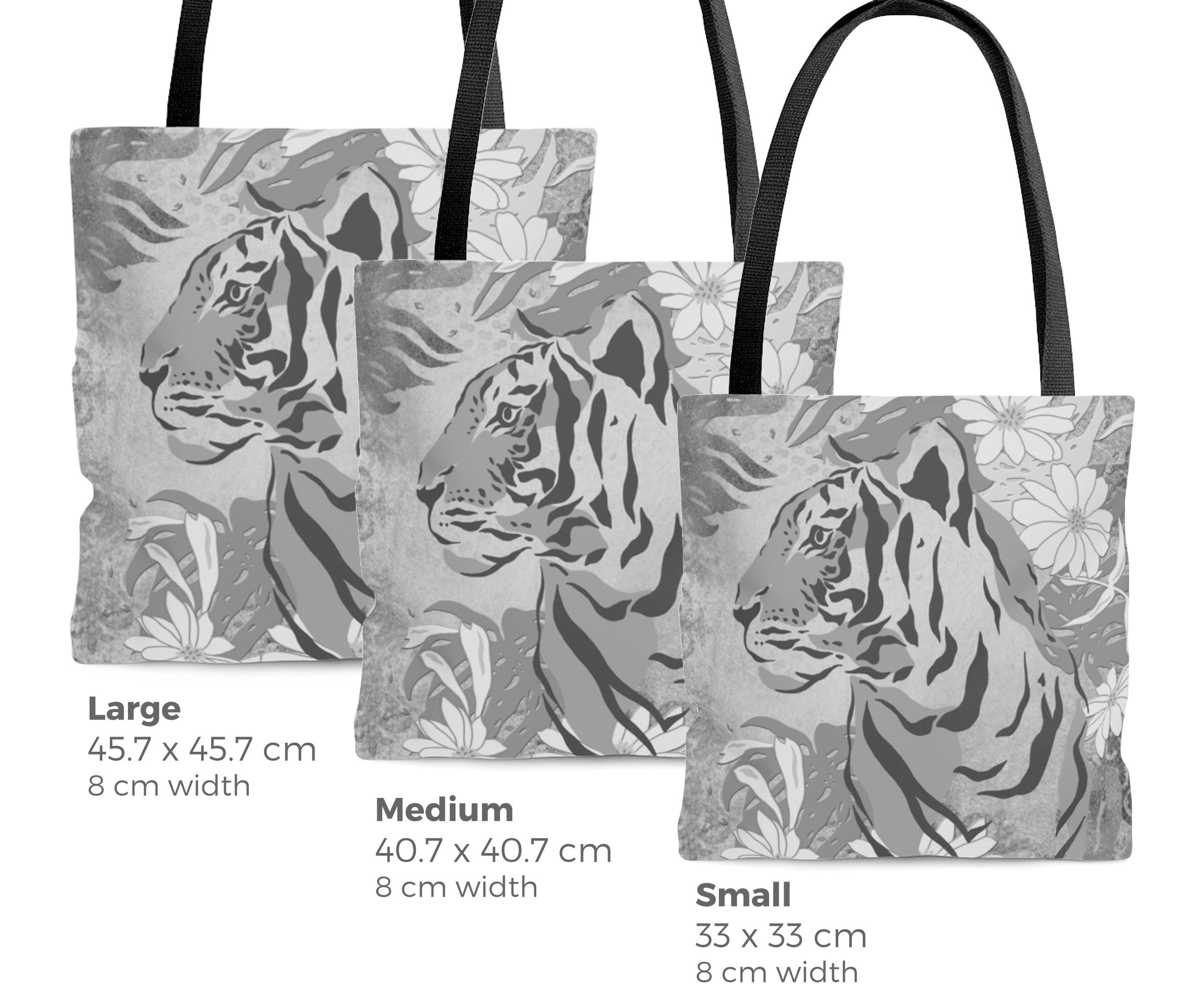 Tiger Portrait – Tote Bag | Boho Inspired Tiger on Florals | Tiger ...