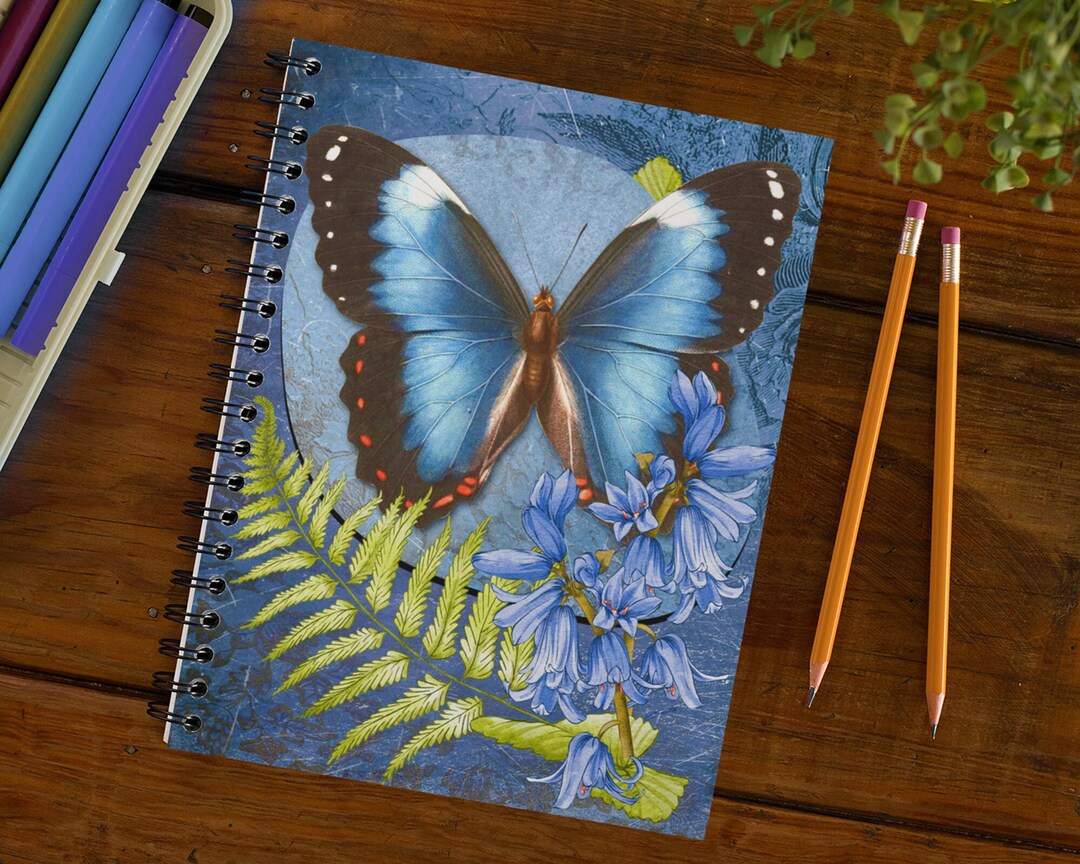 Blue Creation – Notebook | Boho Inspired Butterfly With Florals | Blue ...
