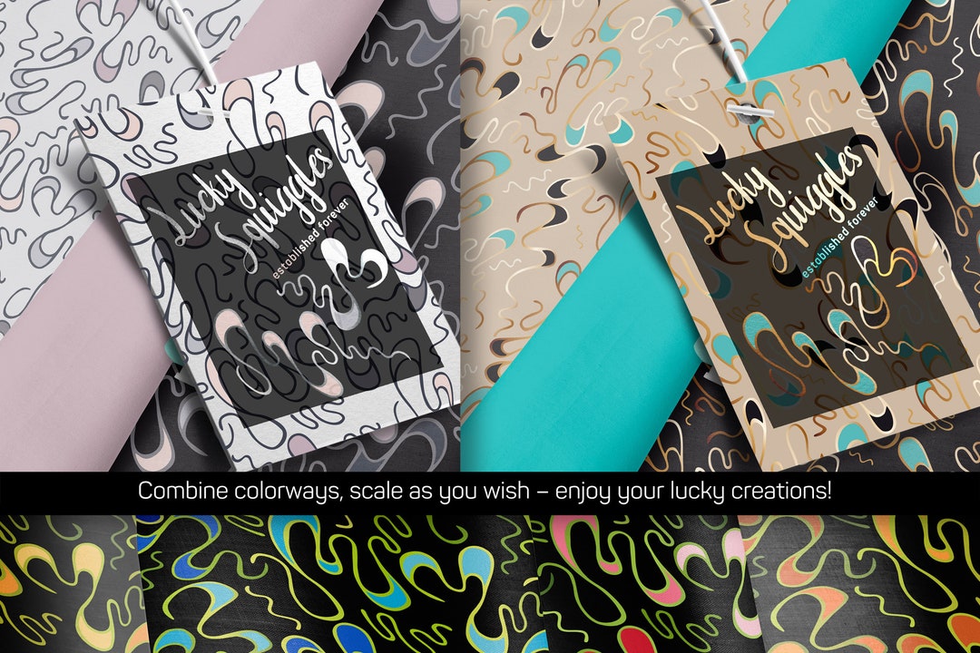 LUCKY SQUIGGLES – Seamless Vector Patterns – Based on Hand Drawn ...