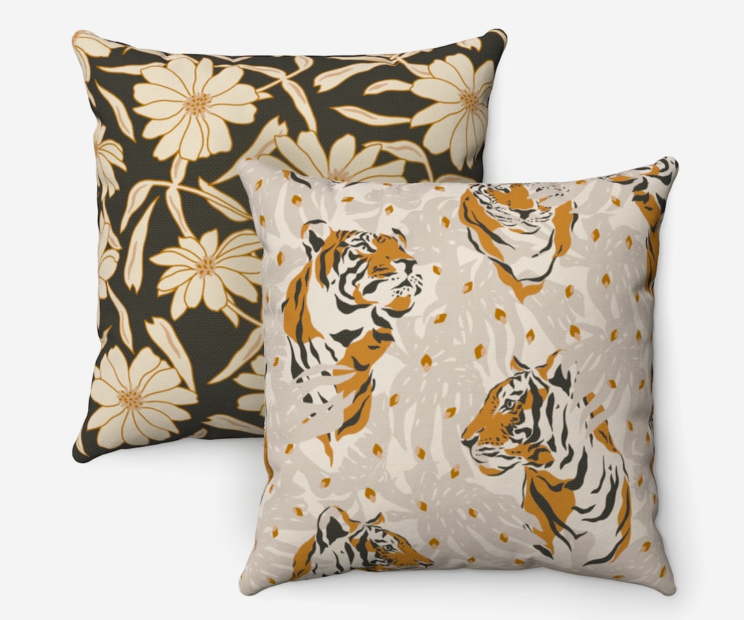 Tiger Pillow / Jungle Design Pillow / Different FrontBack / Jungle ...