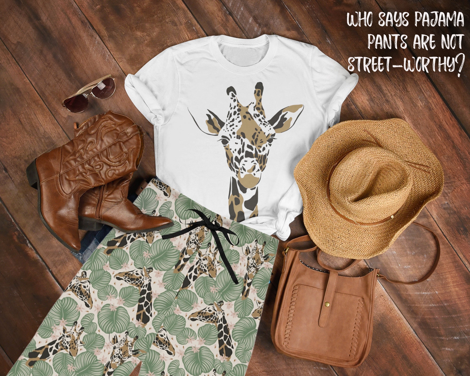 Giraffe Pajama Pants | Pants With Jungle Design | Relaxed Fit | 6 Sizes ...