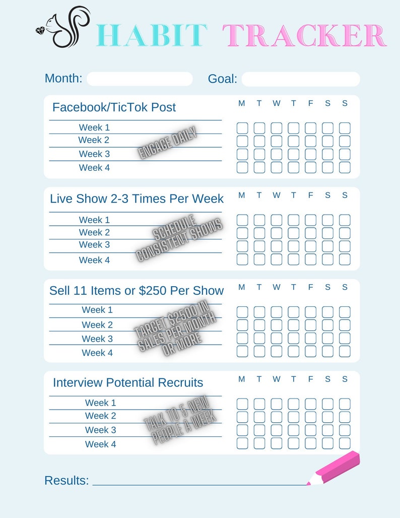 Habit Tracker for Network Marketing Editable in Canva - Etsy