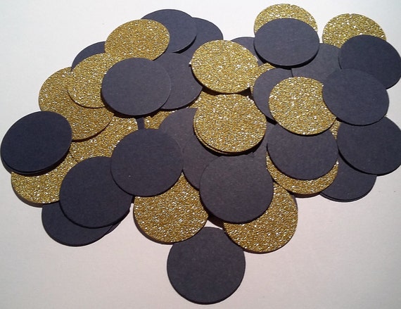 1 Navy Blue and Gold Circle Table Confetti Glitter | Etsy